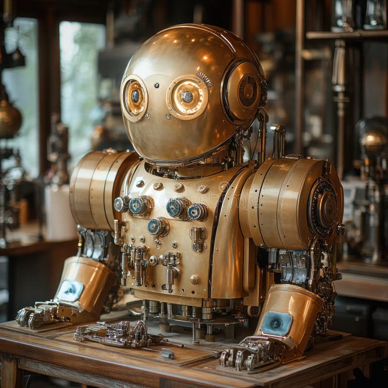 Skilled Robot Craftsman in a Renaissance Workshop Stock Image - Image ...