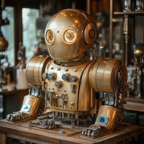 Skilled Robot Craftsman in a Renaissance Workshop Stock Image - Image ...