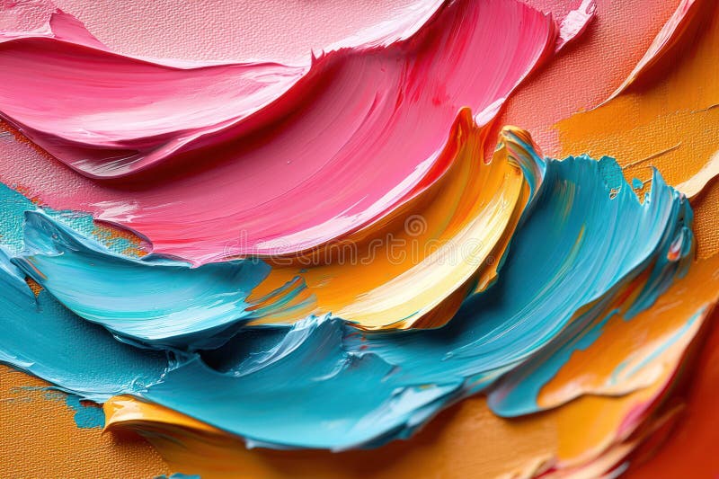 Abstract Pink Turquoise Gold Art Painting Texture on Canvas with ...