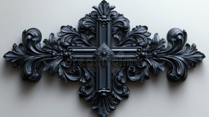 Black Christian Eucharistic Fish Symbol Logo Emblem with Cross on White ...