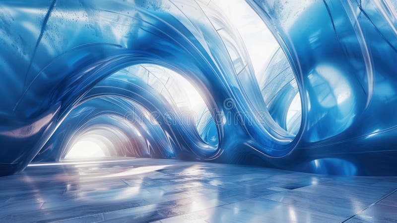 Blue Futuristic 3D Shape stock illustration. Illustration of crystal ...