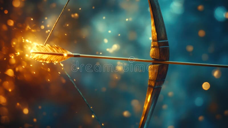 Precision and Focus: Closeup of Archery Bowstring Being Pulled Back ...