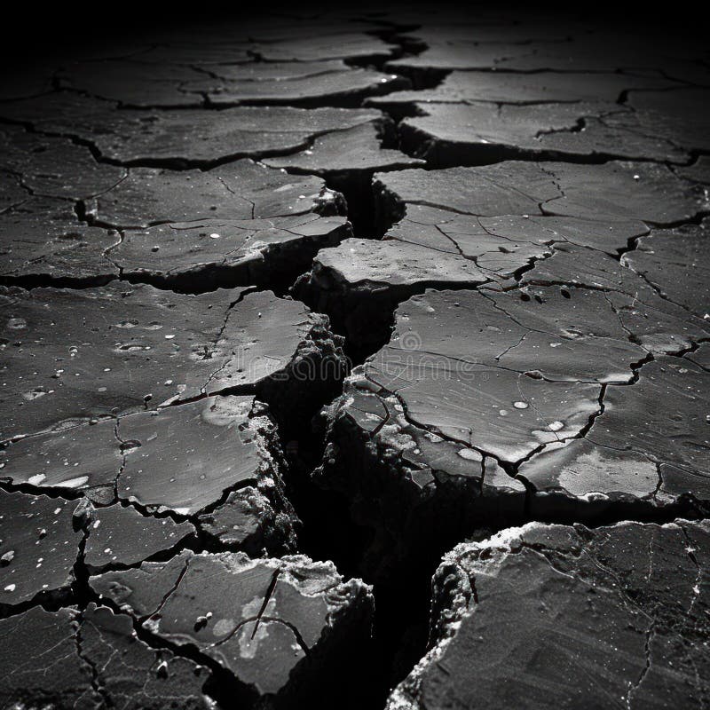 Abstract Black Split in Ground Floor - Destruction Effect on Earth ...