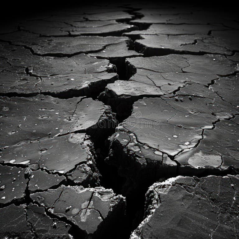 Abstract Black Split in Ground Floor - Destruction Effect on Earth ...