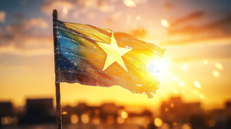 Amazigh Flag with Berber Emblem in Tamazgha Flag Colors Stock ...