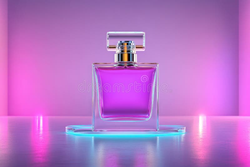 Modern Perfume Bottle Mockup on Neon Background Stock Illustration ...