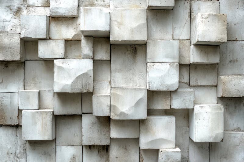 White Stone Concrete Tile Texture with Square Cubes Mosaic Background ...