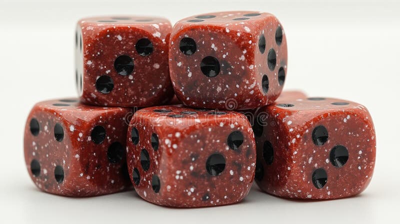 Red Speckled Dice Stack on White Background Stock Illustration ...
