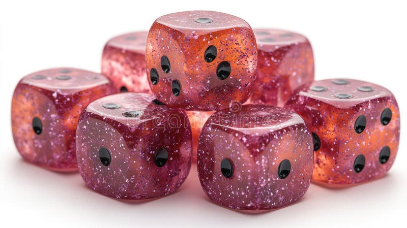 Red Speckled Dice Stack on White Background Stock Illustration ...