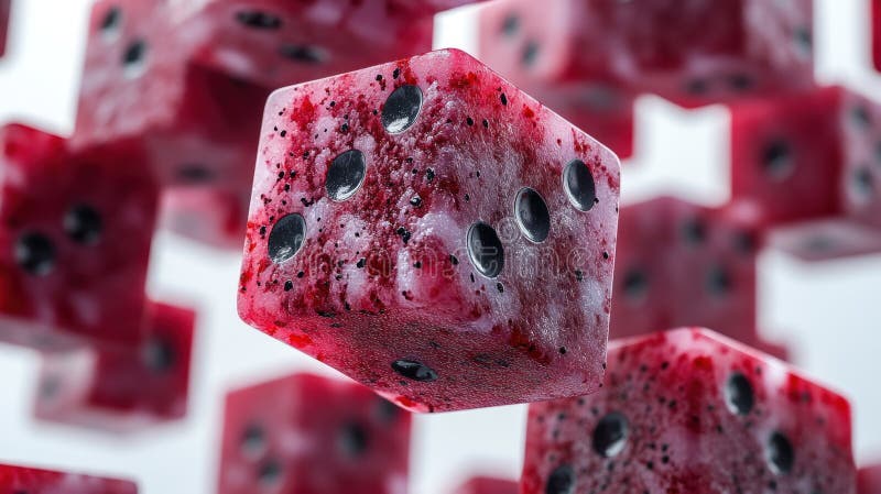 Red Speckled Dice Stack on White Background Stock Illustration ...