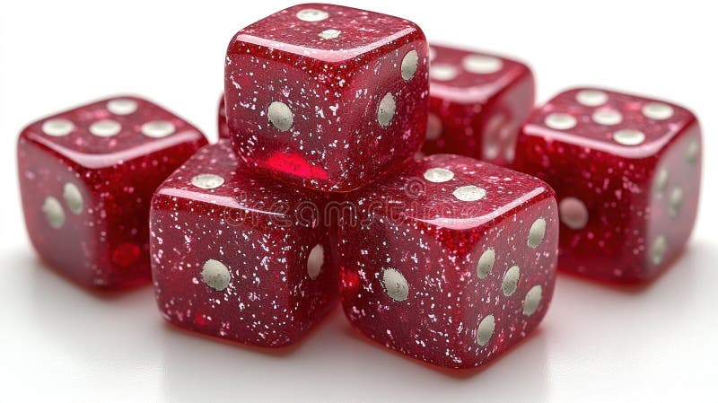 Red Speckled Dice Stack on White Background Stock Illustration ...