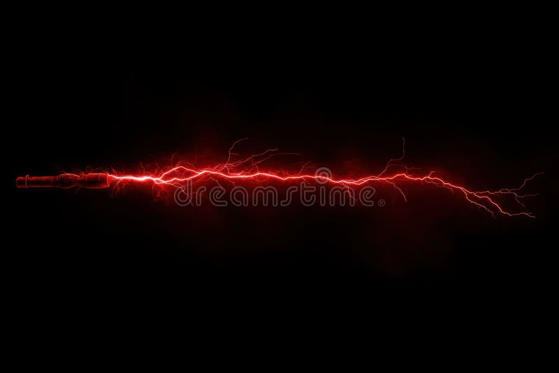 Electric Power Thunderstorm: Red Lightning Blast VFX Illustration Stock ...
