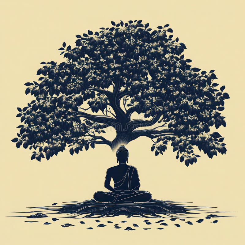 Buddhist Tree on Abstract Vector Illustration Stock Illustration ...