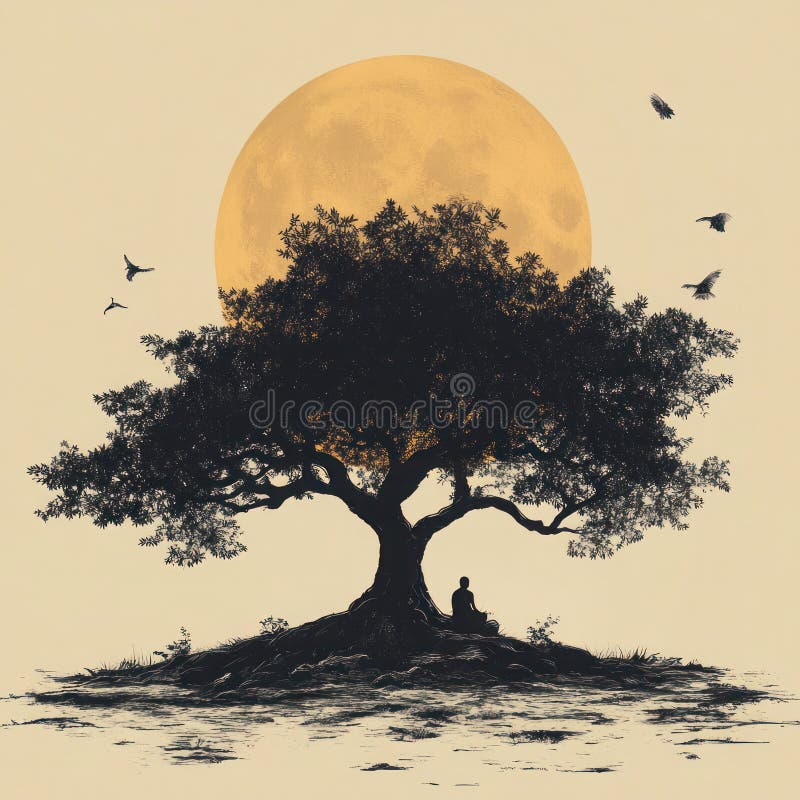 Buddhist Tree on Abstract Vector Illustration Stock Illustration ...