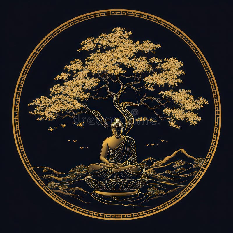 Buddhist Tree on Abstract Vector Illustration Stock Illustration ...