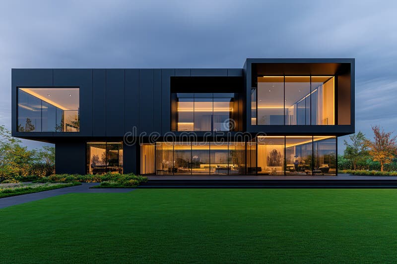 Luxurious Modern Countryside Home with Large Glass Windows and Green ...