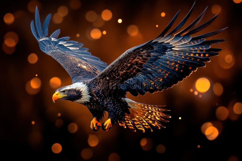 Majestic Bald Eagle Soaring through the Sky Against a Clear Isolated Background Stock ...