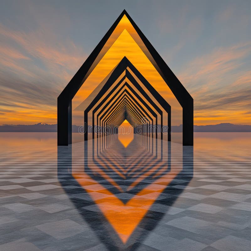 Futuristic Computer-Generated Triangle Corridor Stock Image - Image of ...