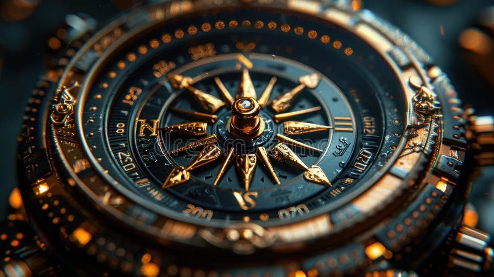 Luxurious Gold and Black Compass on White Background Stock Photo ...