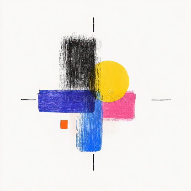 Abstract Grunge Collage Element with Paint Brush Doodle Stock ...