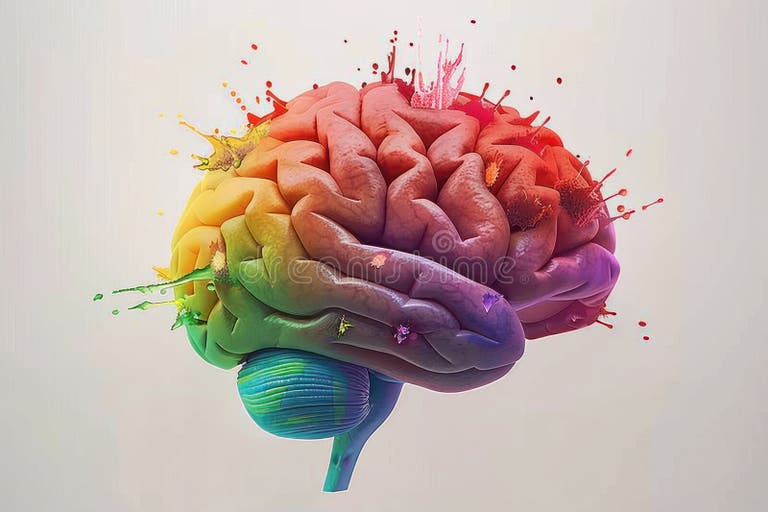 Vibrant Rainbow Human Brain Explosion: Cognitive Overload, Creative ...