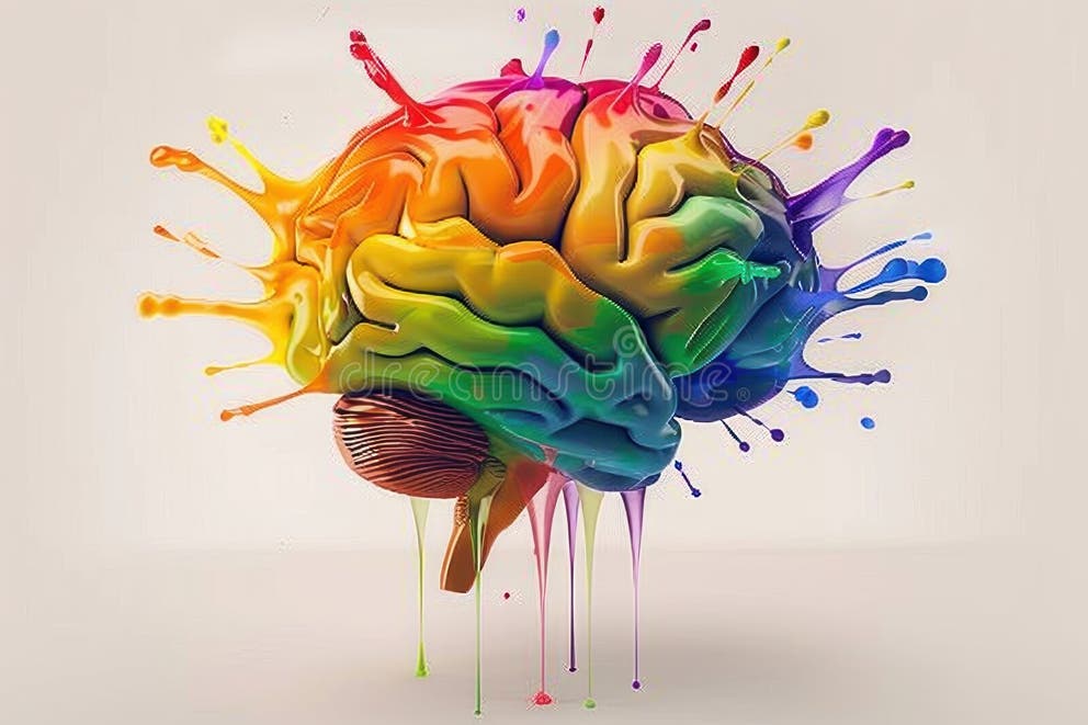 Vibrant Rainbow Human Brain Explosion: Cognitive Overload, Creative ...