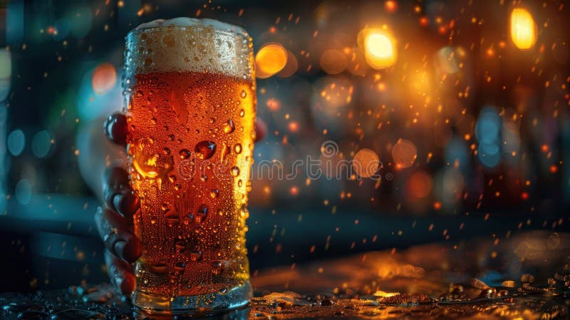 Refreshing Close-up of a Cold Beer in a Glass Stock Photo - Image of ...