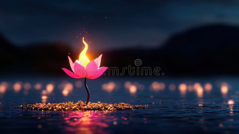 Vibrant Lotus Flame Design for Hindu Festivals: Deepavali, Diwali ...