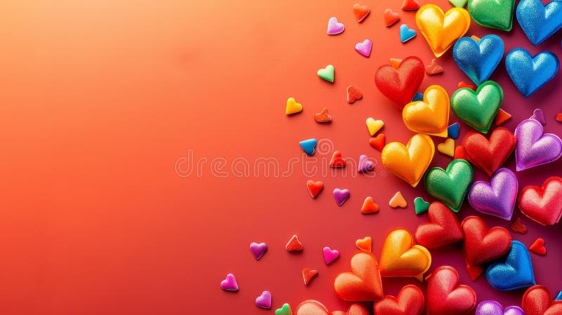 Description a Vibrant Pridethemed Backdrop Featuring Hearts and ...