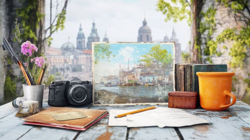 Vintage 1930s Postcard in Historical Setting with Soft Lighting and ...