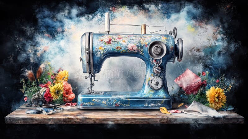 Vintage 1930s Sewing Machine in Rich Sepia Tone Setting Stock Image ...