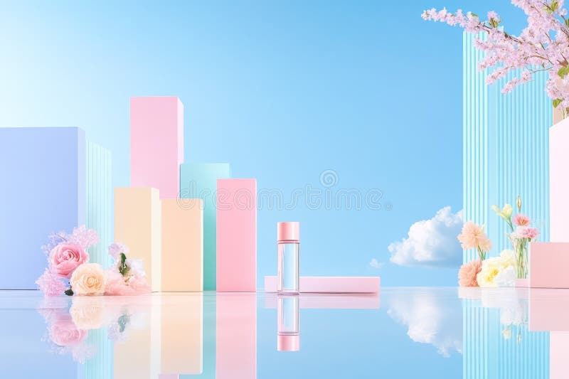 Pastel Colored Three-Dimensional Bar Graph Render on White Background ...