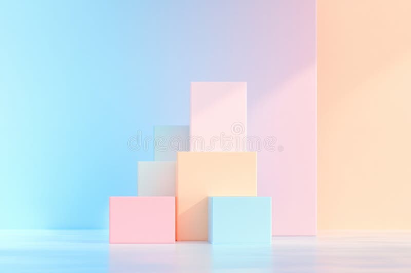 Pastel Colored Three-Dimensional Bar Graph Render on White Background ...