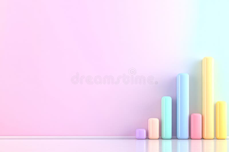 Pastel Colored Three-Dimensional Bar Graph Render on White Background ...