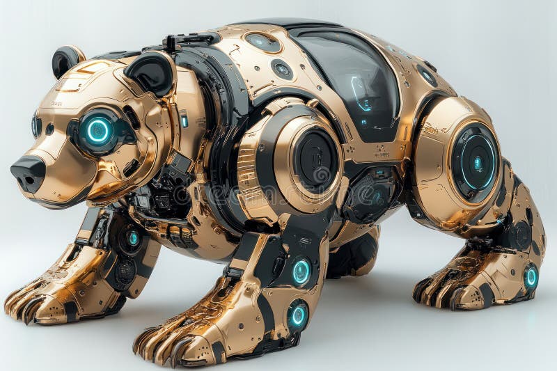 Brown Bear Robot - Funny Robotic Animal Isolated on White Background ...