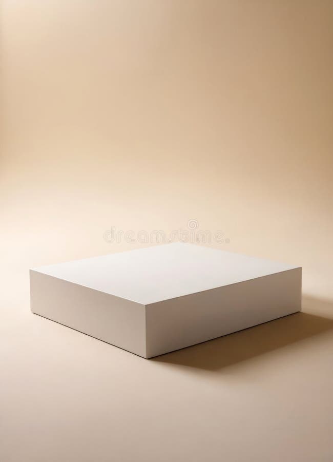 White Rectangular Food Display Stand - on a Beige Background Stock ...