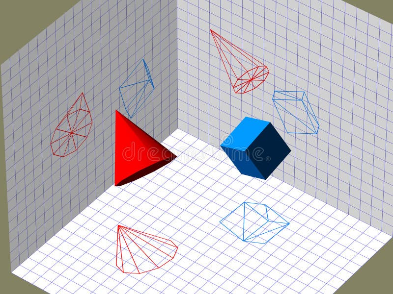 Descriptive Geometry 3D Projection Stock Illustration - Illustration of ...