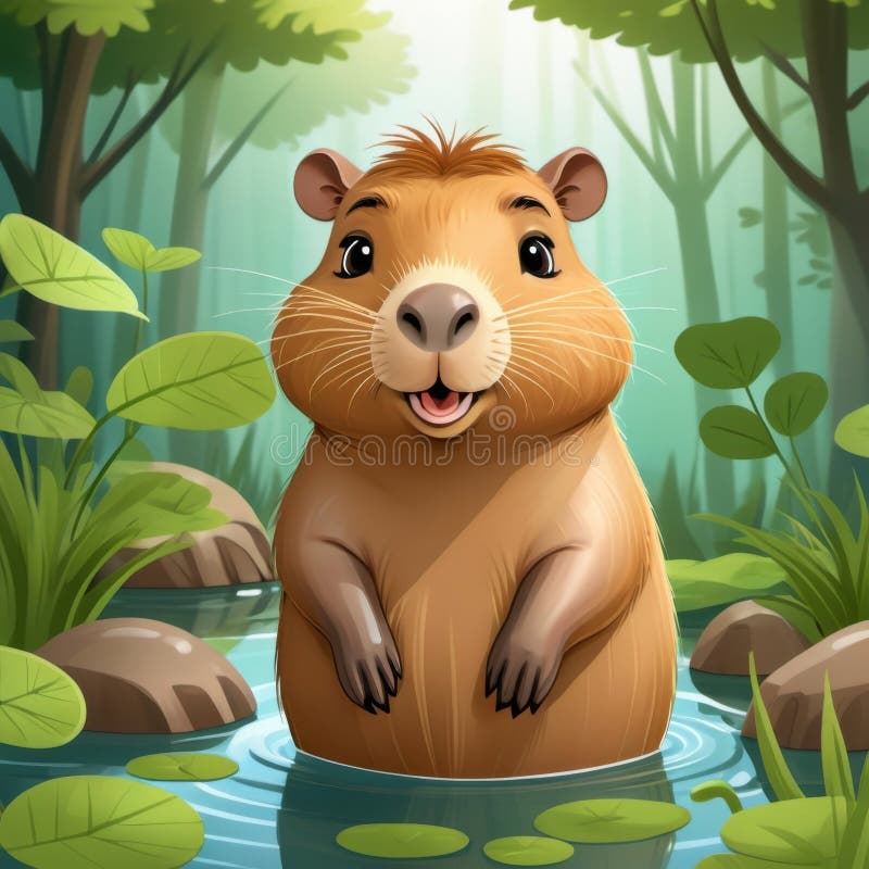 Desen Animat Capybara Drăguț Stock Illustration - Illustration of ...