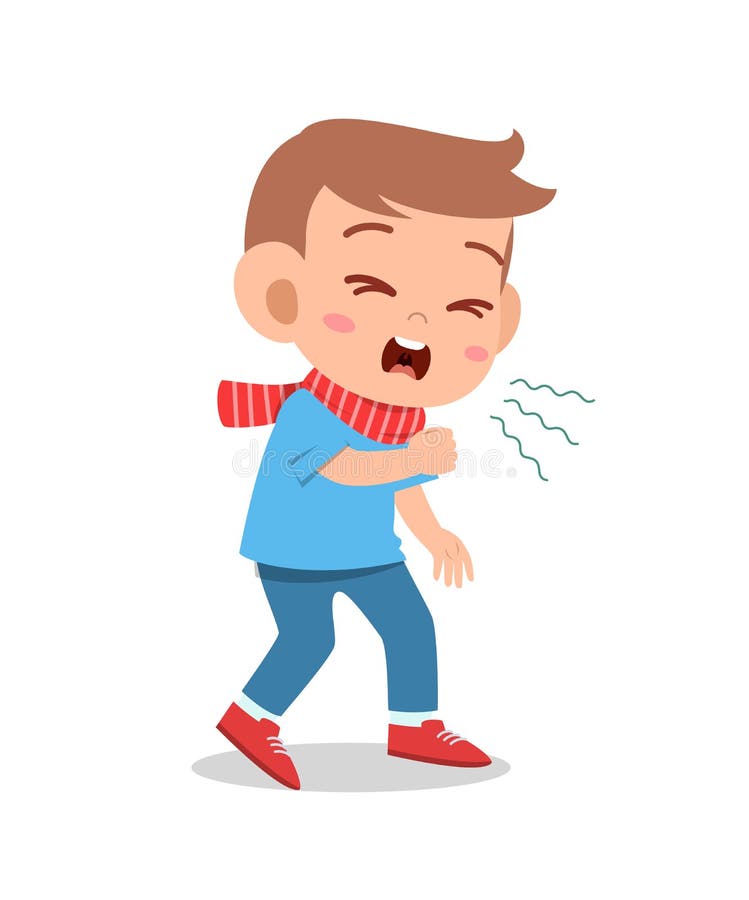Desenho Animado, Menino Tossindo Vetor Ilustração Stock - Ilustração de ...