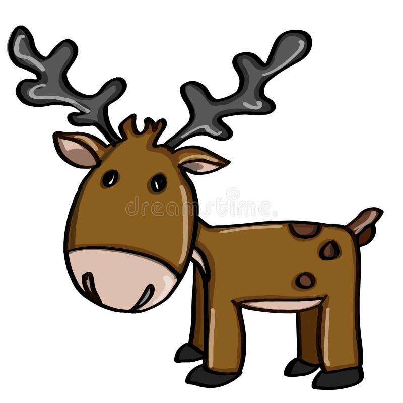 Desenhos Animados Bonitos Da Rena Ilustração Stock - Ilustração de ...