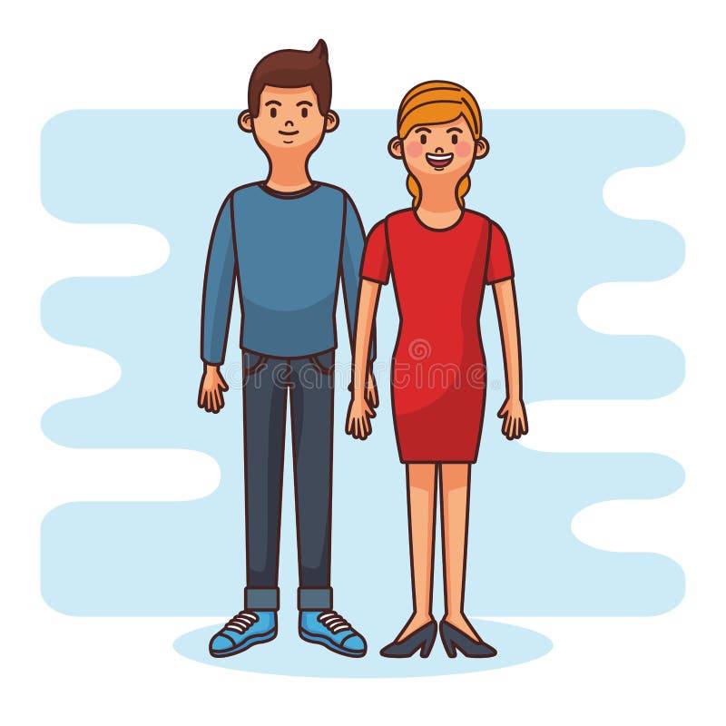 Desenhos Animados Bonitos Dos Pares Ilustração do Vetor - Ilustração de ...