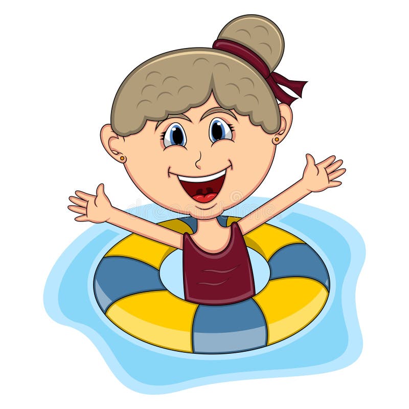 Desenhos Animados Da Nadada Das Meninas Ilustração do Vetor ...