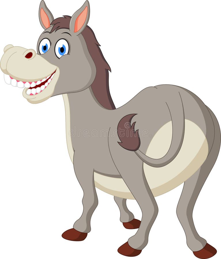 Desenho Animado De Burro Feliz Ilustração do Vetor - Ilustração de ...