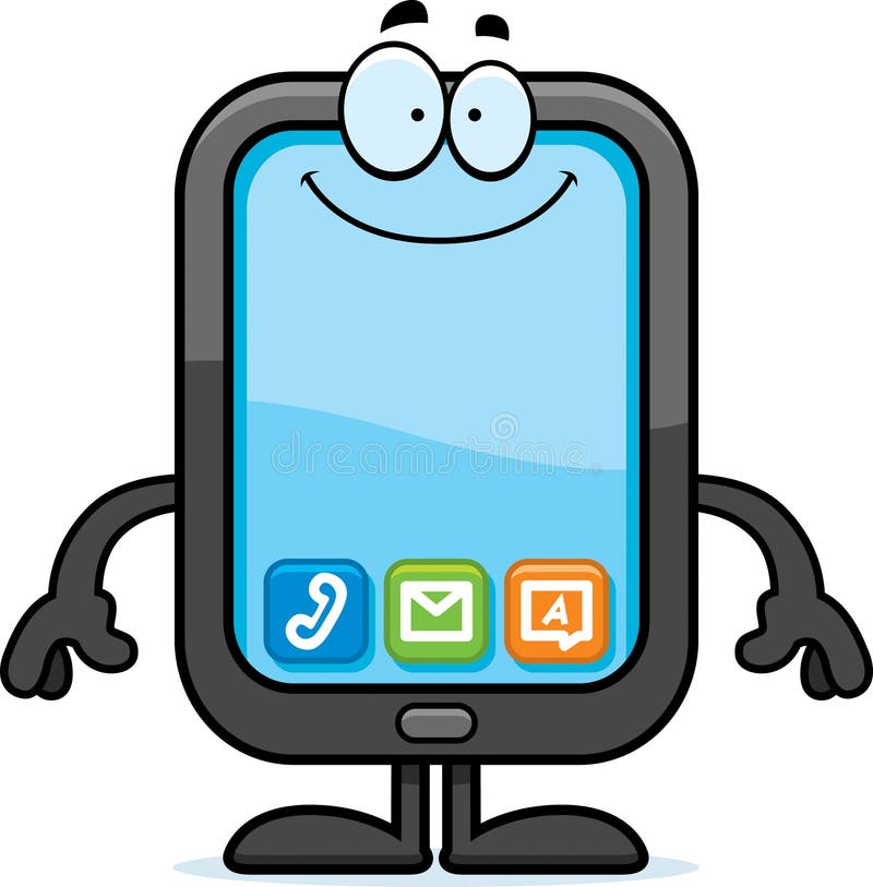 Desenhos Animados Felizes Smartphone Ilustração do Vetor - Ilustração ...