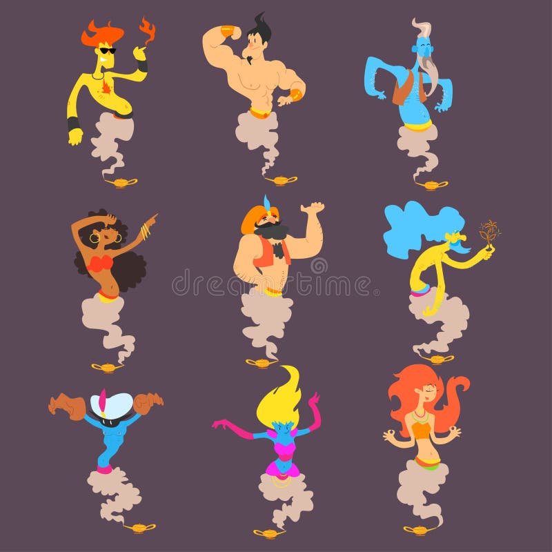 Gênios Dos Desenhos Animados Ilustração Stock - Ilustração de morfo ...