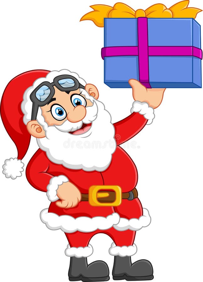 Desenhos Animados Santa Que Guarda a Caixa De Presente Ilustração do ...