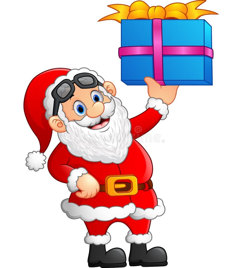 Desenhos Animados Santa Que Guarda a Caixa De Presente Ilustração do ...