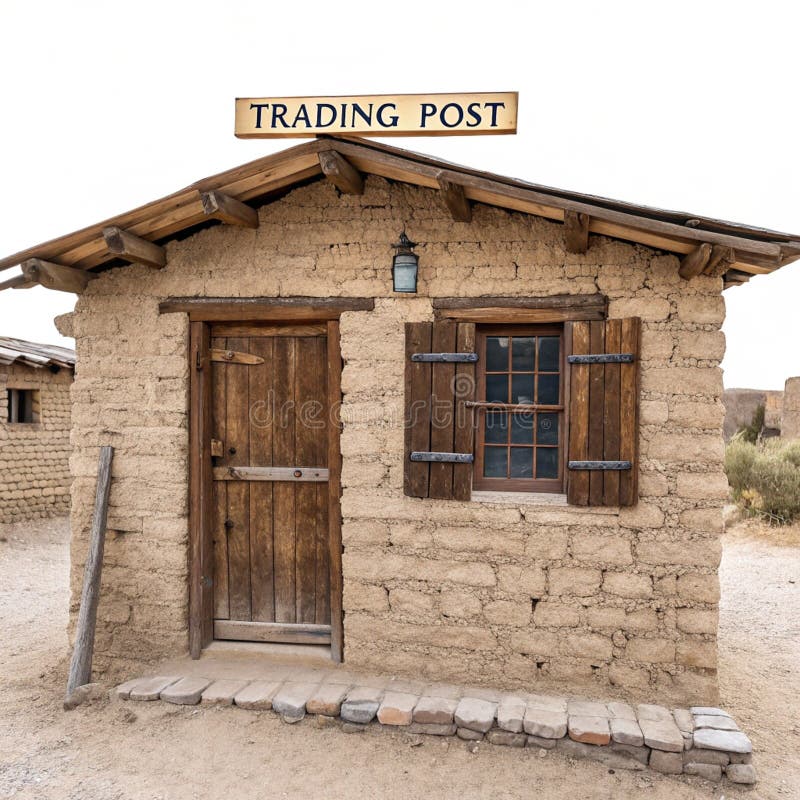 Desert Adobe Trading Post Isolated on White Background Stock ...