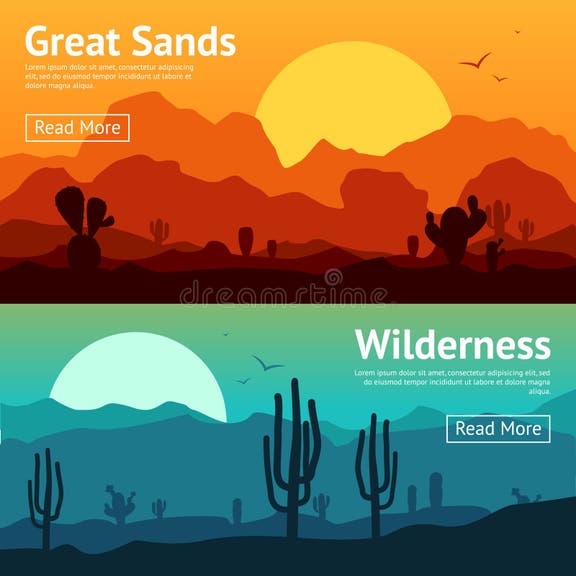 Desert Banner Set stock vector. Illustration of natural - 57611312