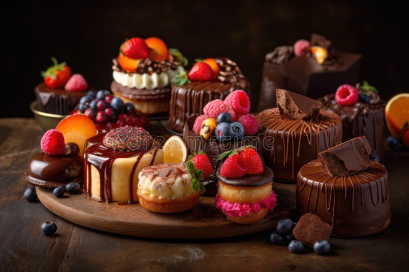 Desert Berry Cakes Assorted. Generate Ai Stock Illustration ...